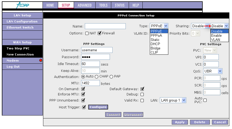 ADSL-маршрутизатор Acorp LAN422