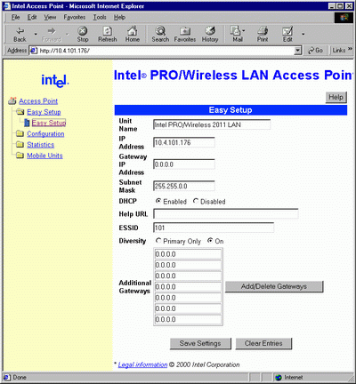 Intel PRO/Wireless 2011 LAN