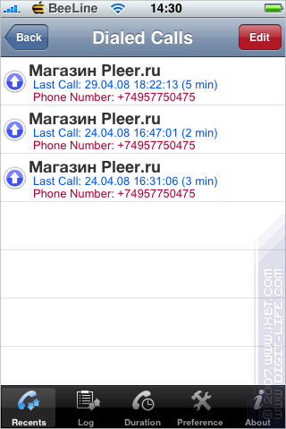 Обзор программы iLog (Apple iPhone)