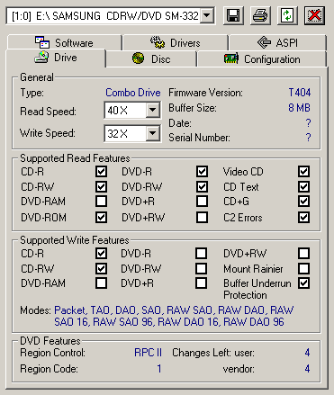 Тестирование комбо приводов DVD-ROM/CD-R/RW (часть 3) - SAMSUNG SM-332