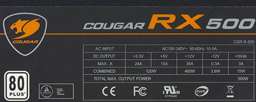 Блок питания Cougar RX 500 (CGR R-500)